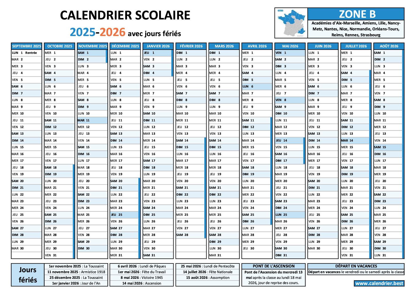 Calendrier 2026 Imprimer Vacances Scolaires Jours F ri s Et Calendrier 2026 Imprimer Vacances Scolaires Jours F ri s Et